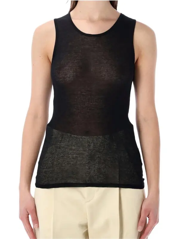 Soeur Isis Sheer Sleeveless Top - Black
