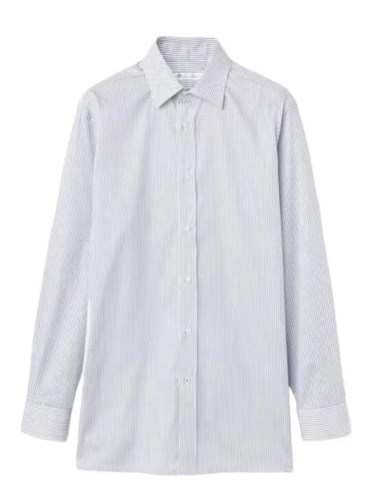 Loro Piana Striped Long-sleeved Shirt - White