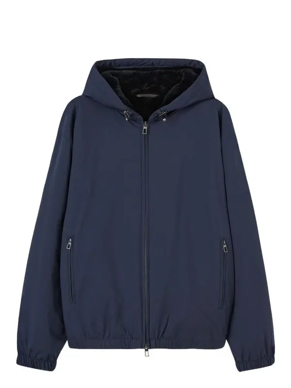 Loro Piana Hooded Zip-up Pilot Jacket - Navy Blue