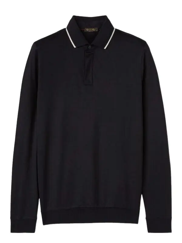 Loro Piana Freshly Cut Wool Knitted Polo Shirt - Black