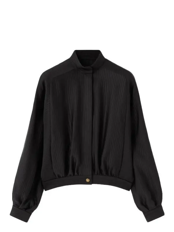 Loro Piana Lillian Jacket With Striped Pattern And Metal Button Details - Black