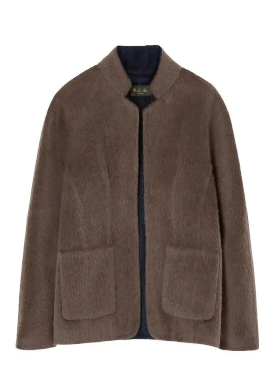 Loro Piana Irvin Jacket With Stand Collar And Patch Pockets - Mocha