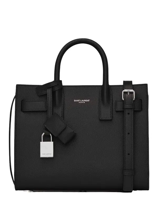 Saint Laurent Sac De Jour Nano Handbag In Embossed Leather - Black