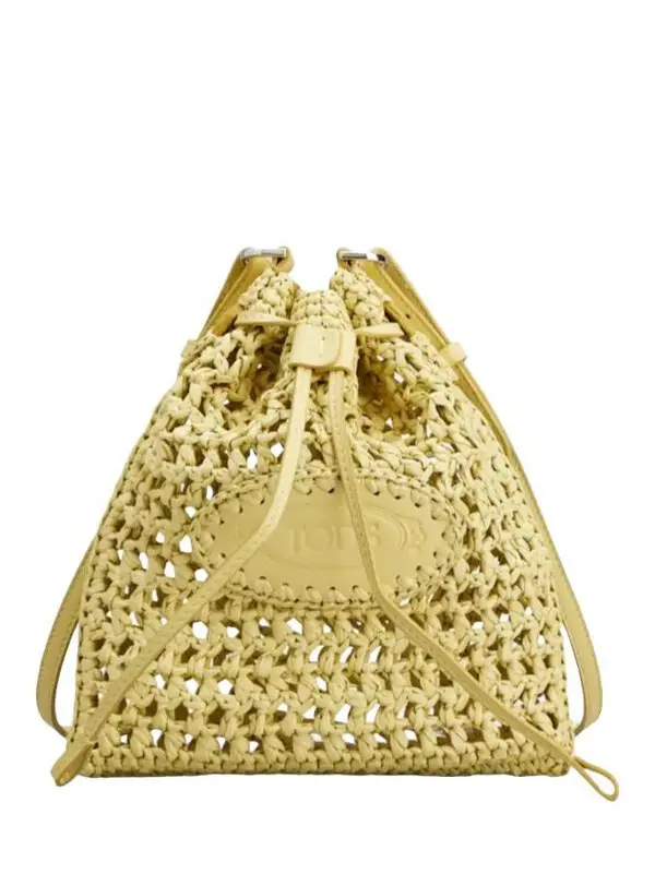 TOD'S Raffia Bucket Bag Mini - Nude