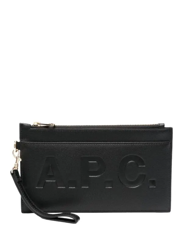 A.p.c. Logo-debossed Zipped Clutch Bag - Black