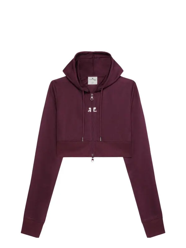 COURREGES Cropped Zipped Hoodie - Red