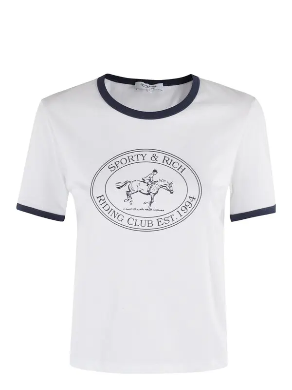 SPORTY  RICH Sporty & Rich Riding Club Ringer Tee - White