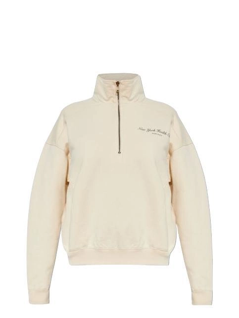 SPORTY  RICH Sporty Rich Logo Printed Half-zipped Sweatshirt - Nude