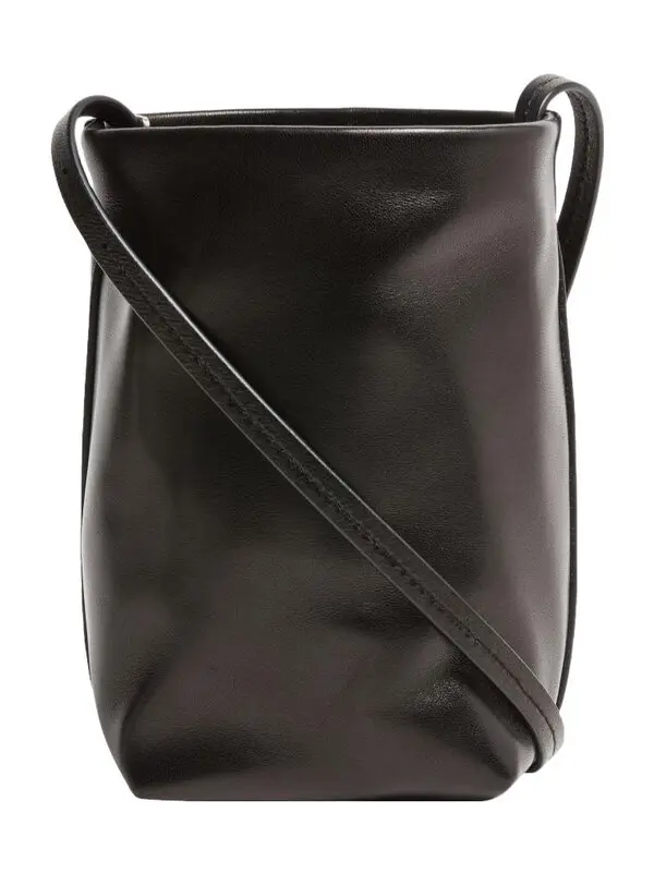 THE ROW Park Leather Bucket Bag - Black