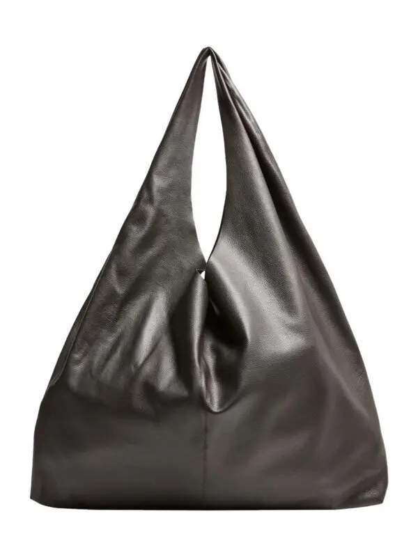 THE ROW Bindle Leather Hobo Bag - Black