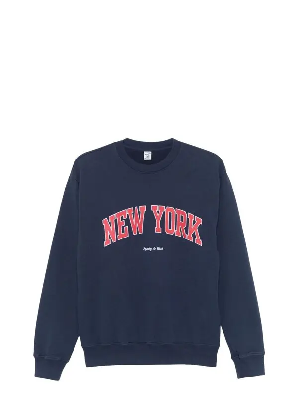 SPORTY  RICH Sporty & Rich "new York" Logo Sweatshirt - Blue
