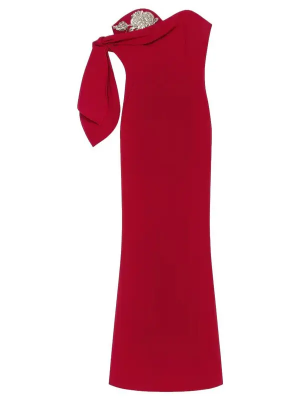 Givenchy Long Evening Bustier Dress With Bow And Sequins - Red