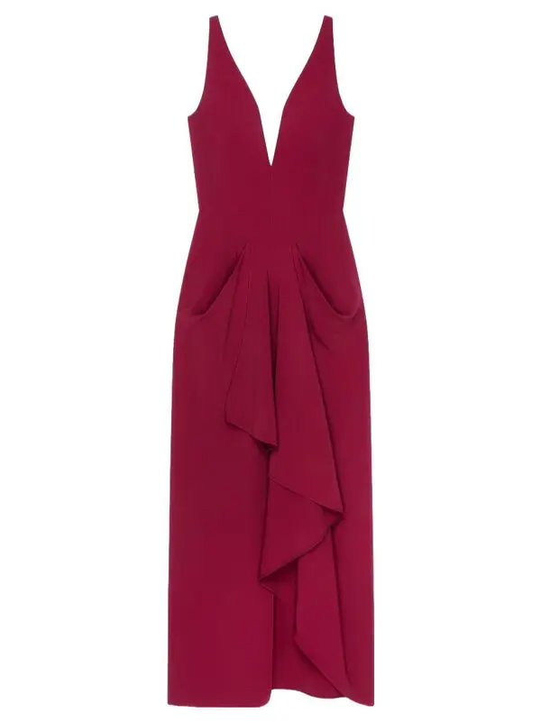 Givenchy Long Wrapped Dress In Crepe Cady - Red Cherry
