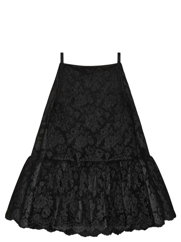 Givenchy Sliced Mini Ruffled Dress In Lace - Black