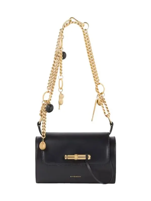Givenchy Small Pouch Bag In Leather With Lucky Charms Chain - Black