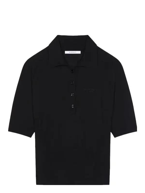 Givenchy Second Skin Effect Knit Cropped Polo - Black