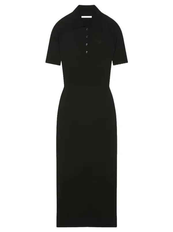 Givenchy Midi Polo Dress In Second Skin Effect Knit - Black
