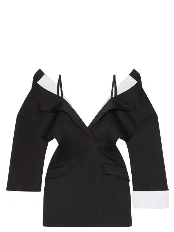 Givenchy Slashed Mini Tailored Dress In Wool - Black
