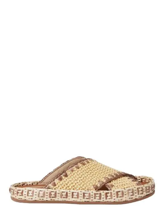 Fendi Crossover Flat Sandals - Beige