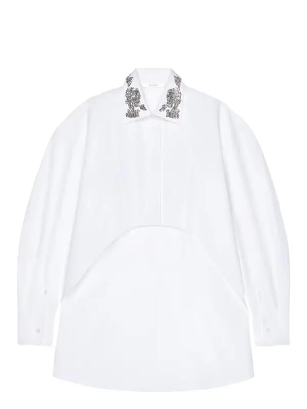 Givenchy Asymmetric Poplin Shirt With Sequins - White