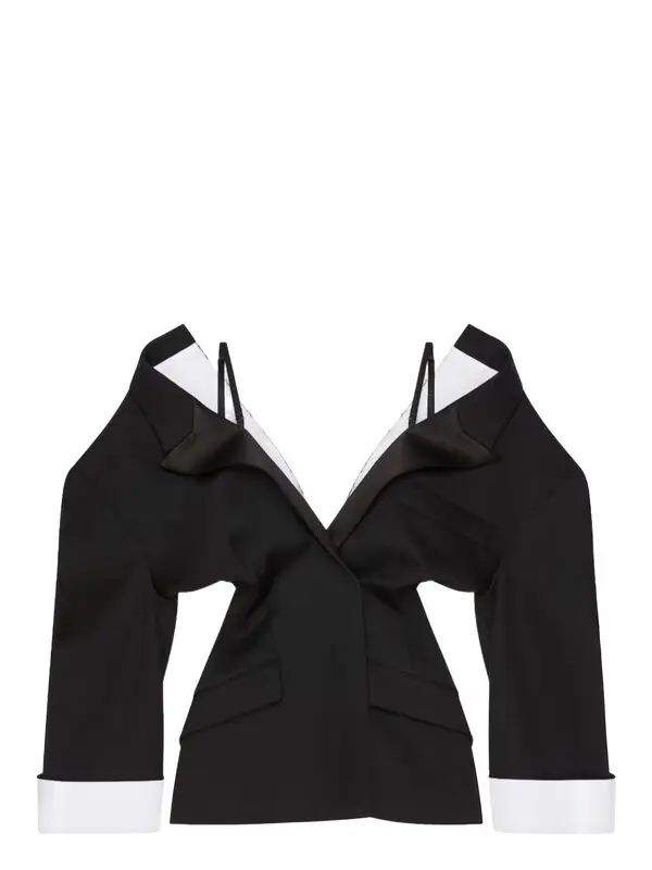 Givenchy Single-breasted Wool Grain De Poudre Jacket With Cutout Detail - Black