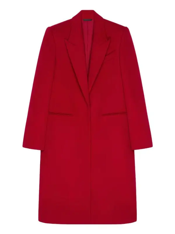Givenchy Wool Coat With Peak Lapel - Deep Red