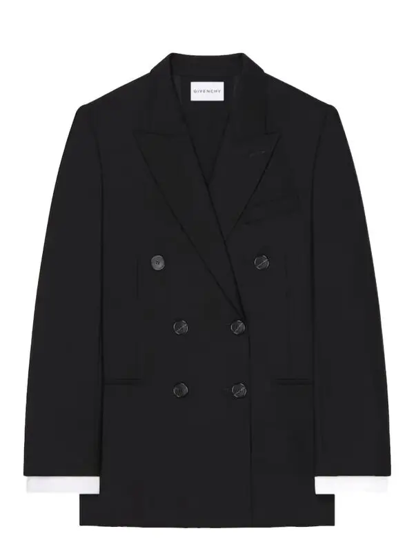 Givenchy Double-breasted Wool And Mohair Slashed Jacket - Black