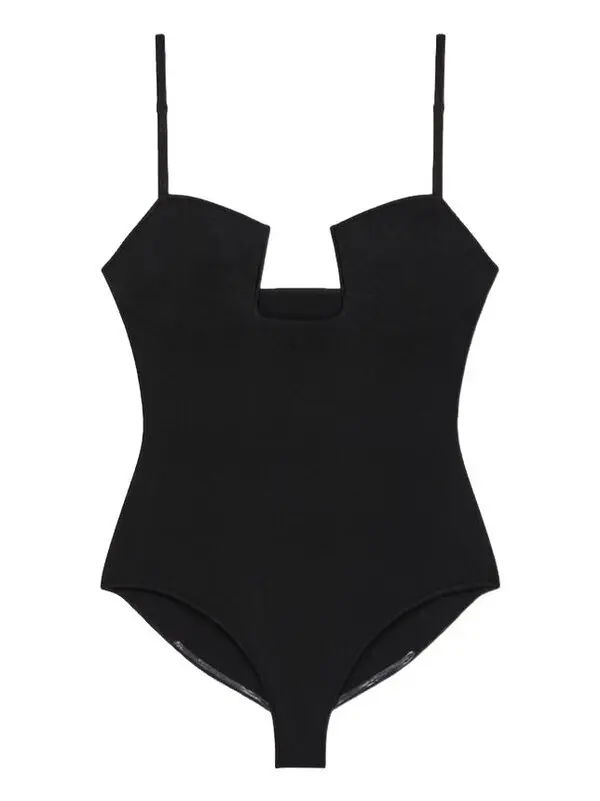 Givenchy Cutaway Bodysuit In Engineered Knit - Black