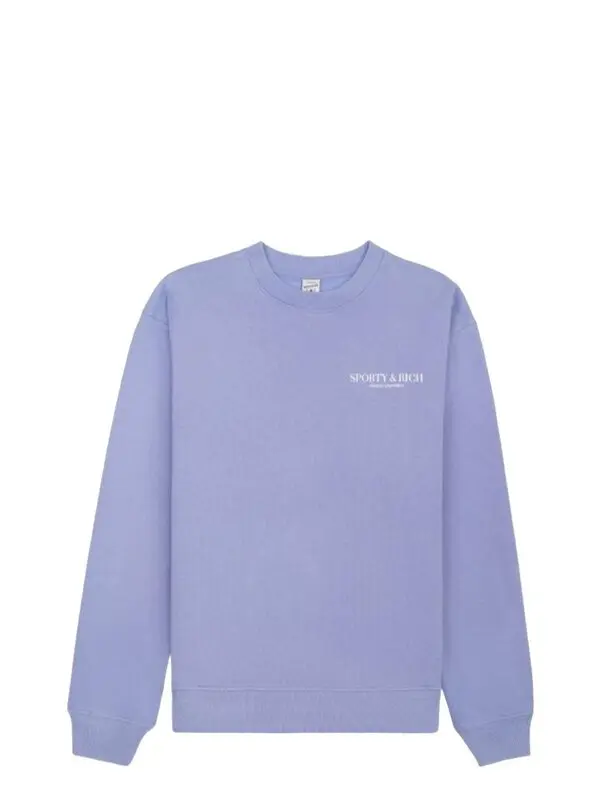 SPORTY  RICH Sporty & Rich Logo Printed Crewneck Sweatshirt - Blue