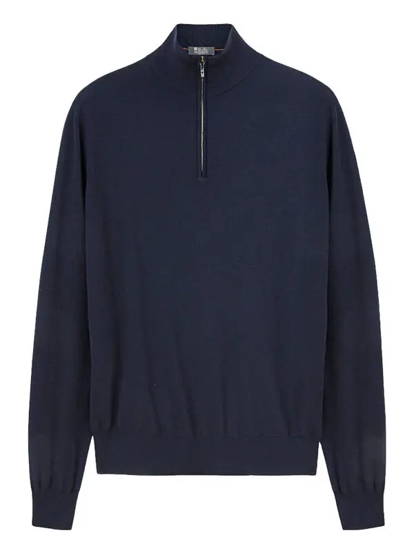 Loro Piana Zip-up Ribbed Sweater - Black