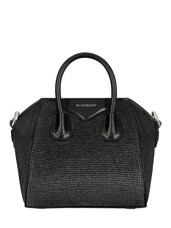 Givenchy Antigona Micro Top Handle Bag With Rhinestones - Black