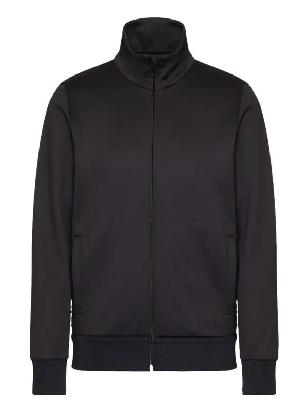 Valentino Garavani High Neck Acetate Sweatshirt With Zipper And Untitled Studs - Black