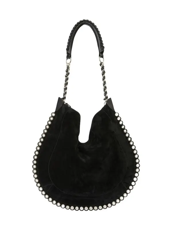 Isabel Marant Étoile Oskan Hobo Soft Shoulder Bag With Perforated Studs - Black
