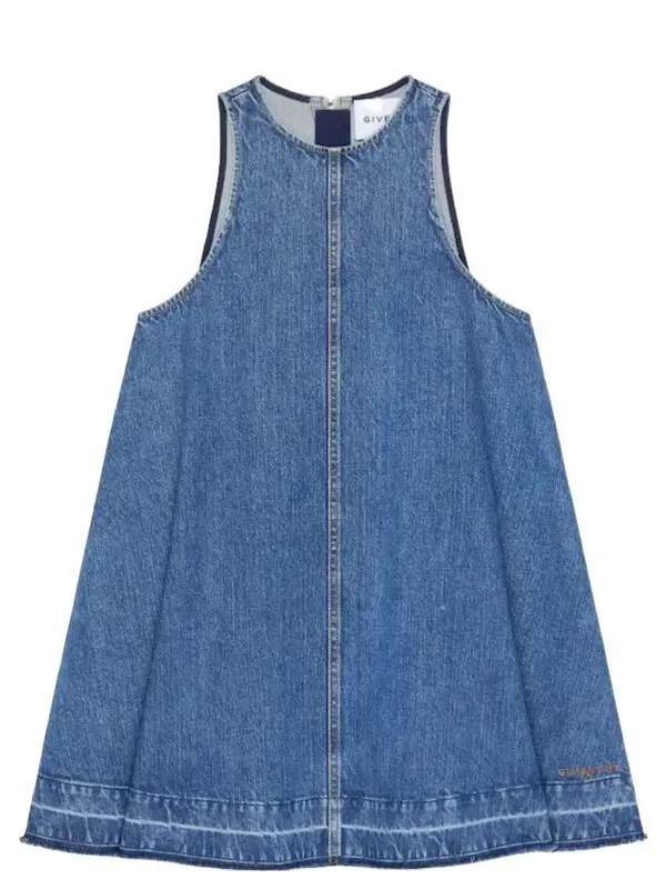 Givenchy Denim Mini Dress With Embroidered Logo - Medium Blue