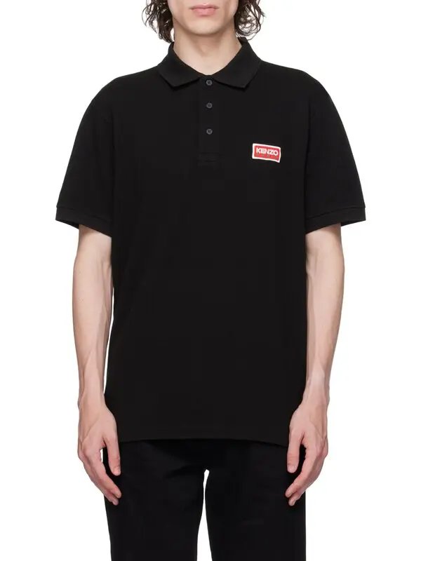 Kenzo Logo Embroidered Short-sleeved Polo Shirt - Black