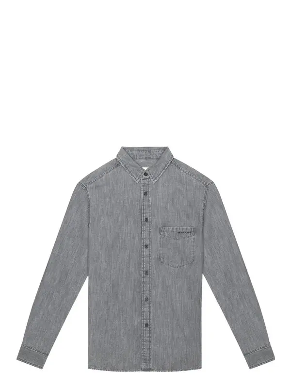 Isabel Marant Étoile Lako Embroidered-logo Denim Shirt - Gray