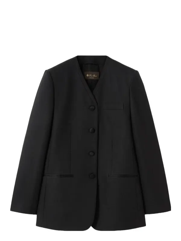 Loro Piana Lizzie Jacket With V-neck And Satin Inserts - Black