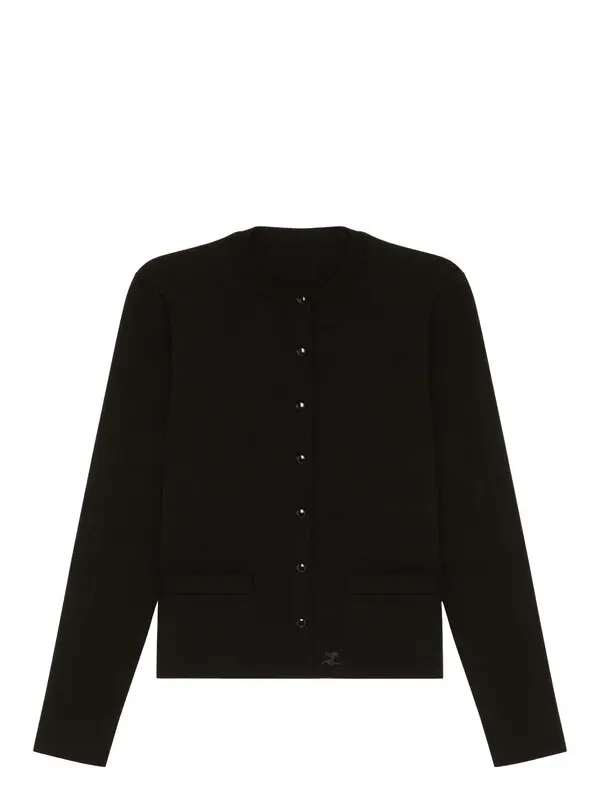 COURREGES Logo-patch Cropped Cardigan - Black