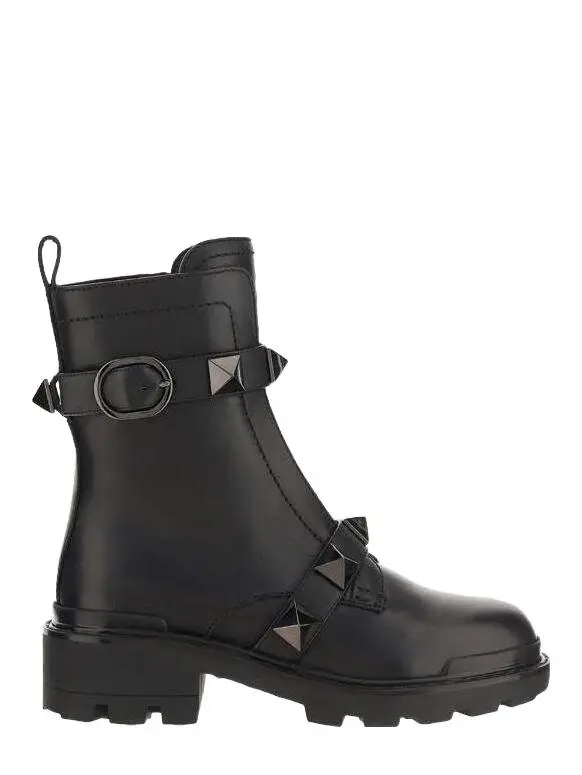 Valentino Garavani Rockstud Combat Boots - Black