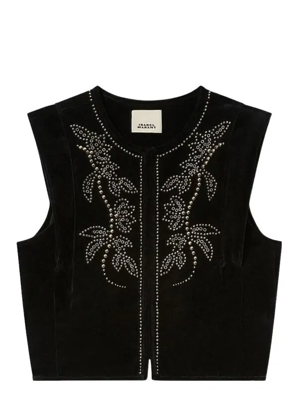 Isabel Marant Étoile Poppy Studded Velvet Vest - Black