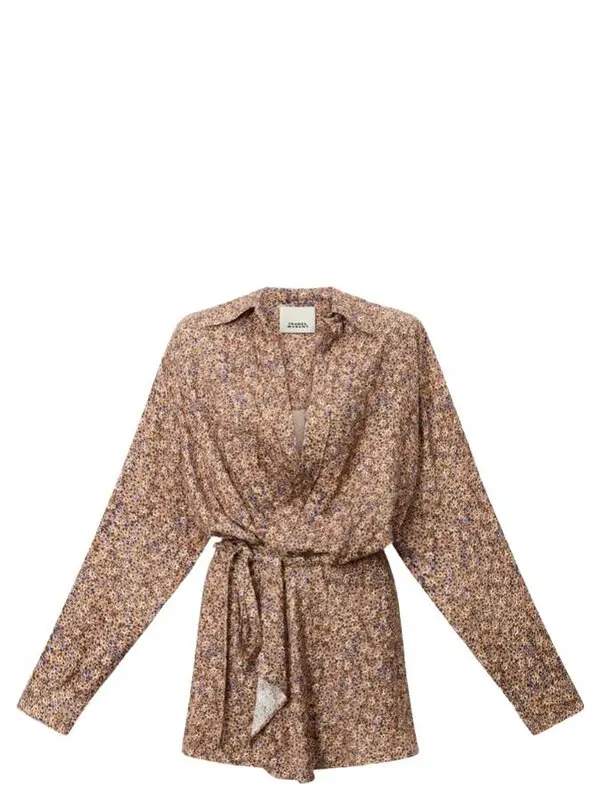 Isabel Marant Étoile Harmony Printed Long Sleeve Wrap Dress - Brown
