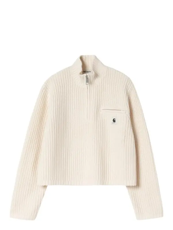 Carhartt Work In Progress Detroit Half-zip Rib-knit Sweater - Natural