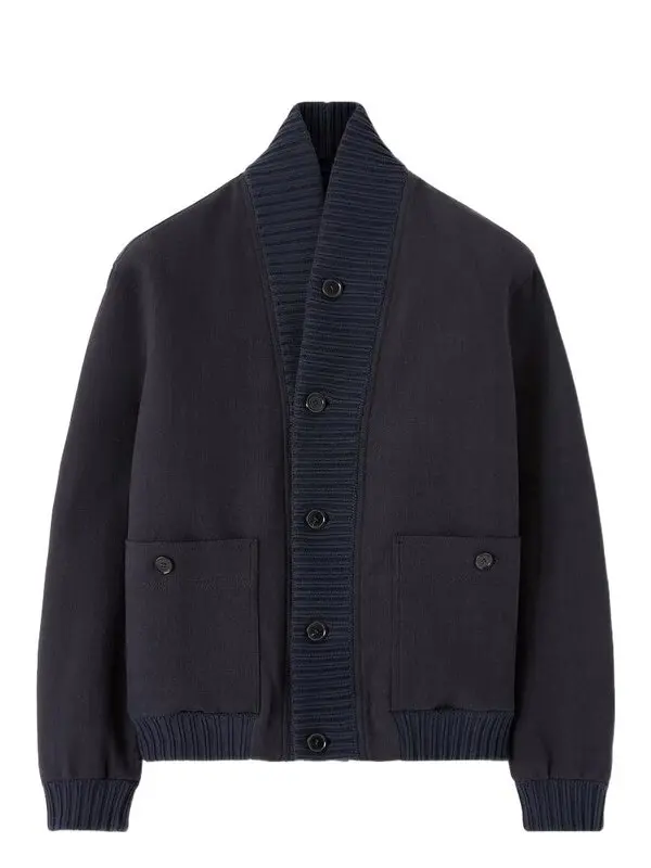 Loro Piana Hayle Bomber Jacket With Shawl Collar - Blue Navy