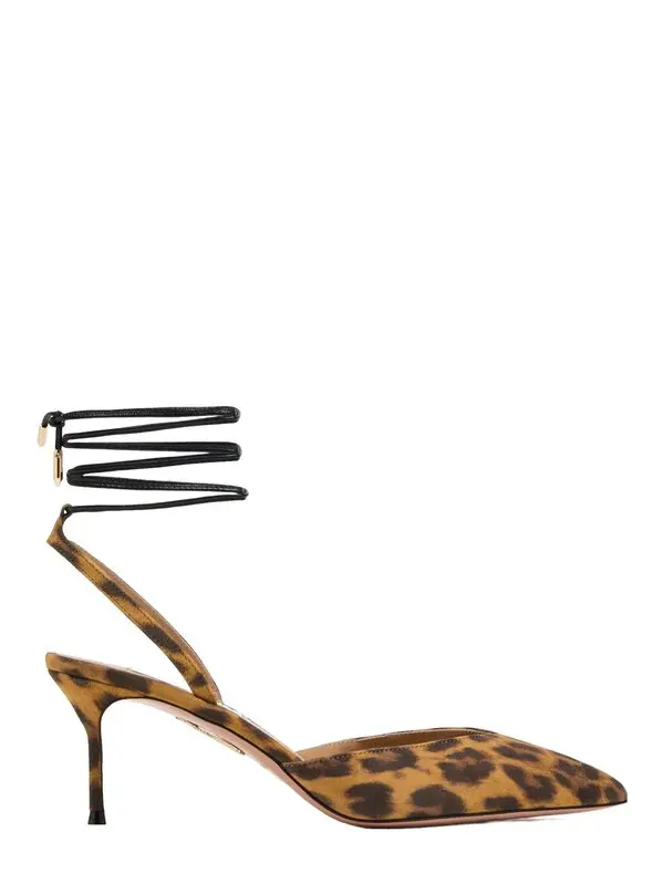 AQUAZZURA Decollete Slingback Pumps With Ankle Straps - Brown