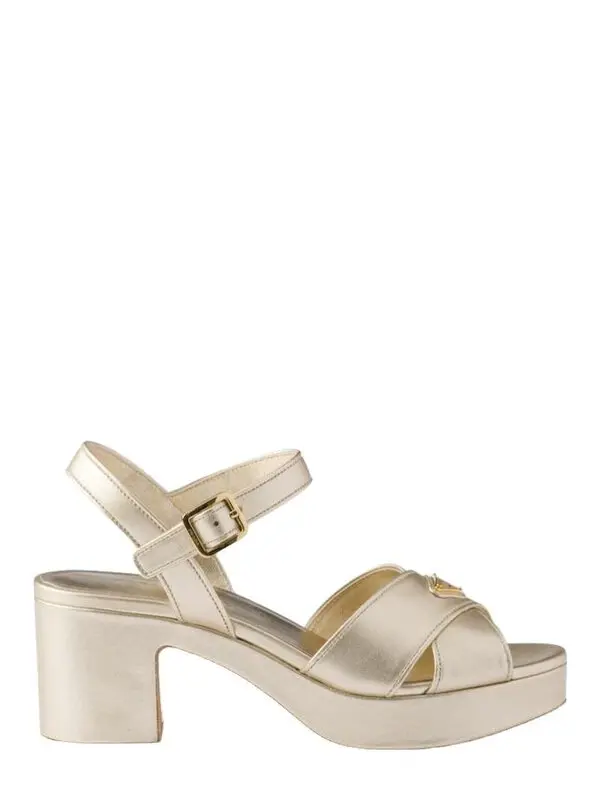 Prada Nappa Leather Platform Sandals With Buckle Detail - Pyrite