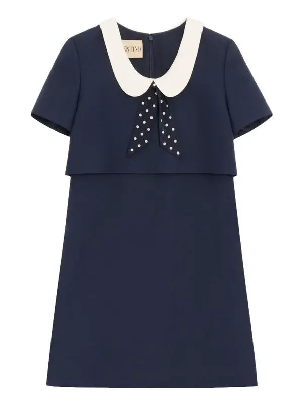 Valentino Garavani Crepe Couture Short Dress With Polka Dot Scarf Detail - Black