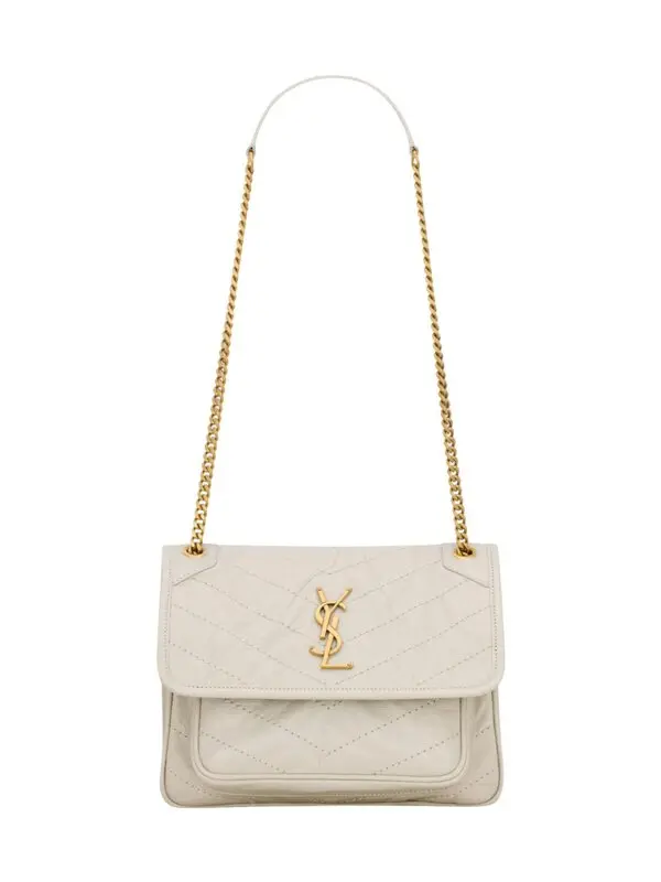 Saint Laurent Niki Baby In Vintage Leather - White