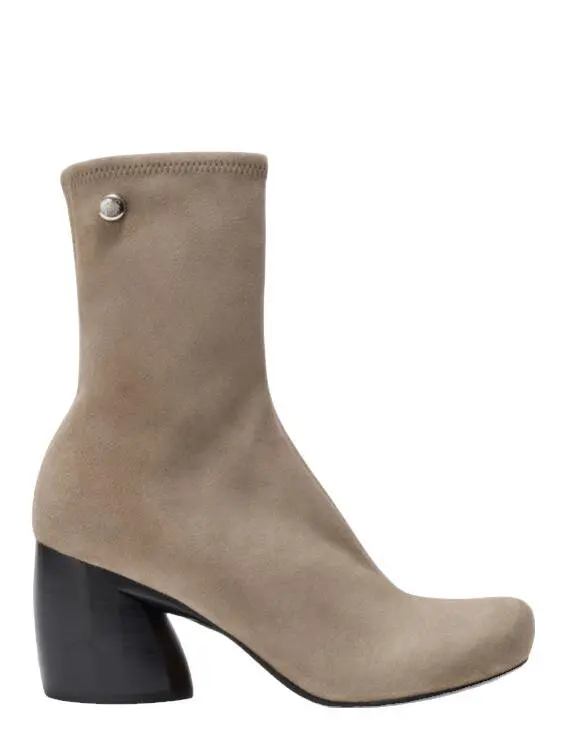 Loewe Oval Bootie In Stretch Suede Lambskin - Hazelnut
