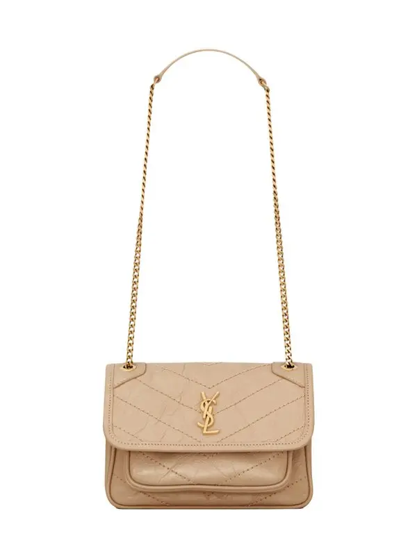 Saint Laurent Niki Mini Bag In Vintage Leather - Light Beige