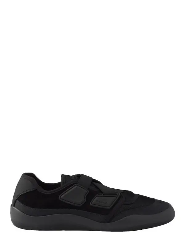 Prada Speedrock Technical Mesh And Leather Sneakers - Black